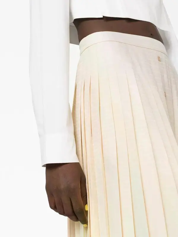 Prada Logo Jacquard Silk Pleated Skirt