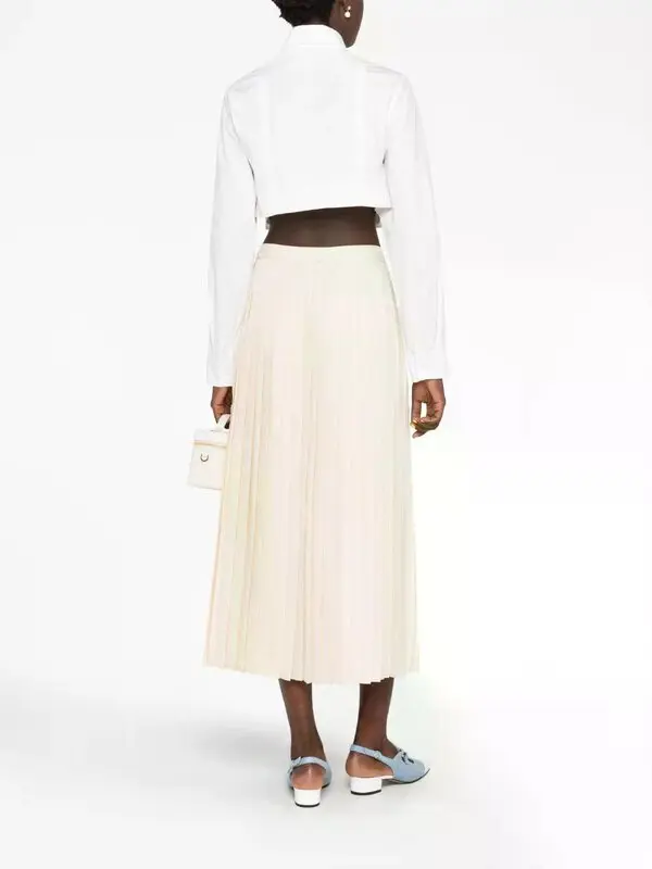 Prada Logo Jacquard Silk Pleated Skirt