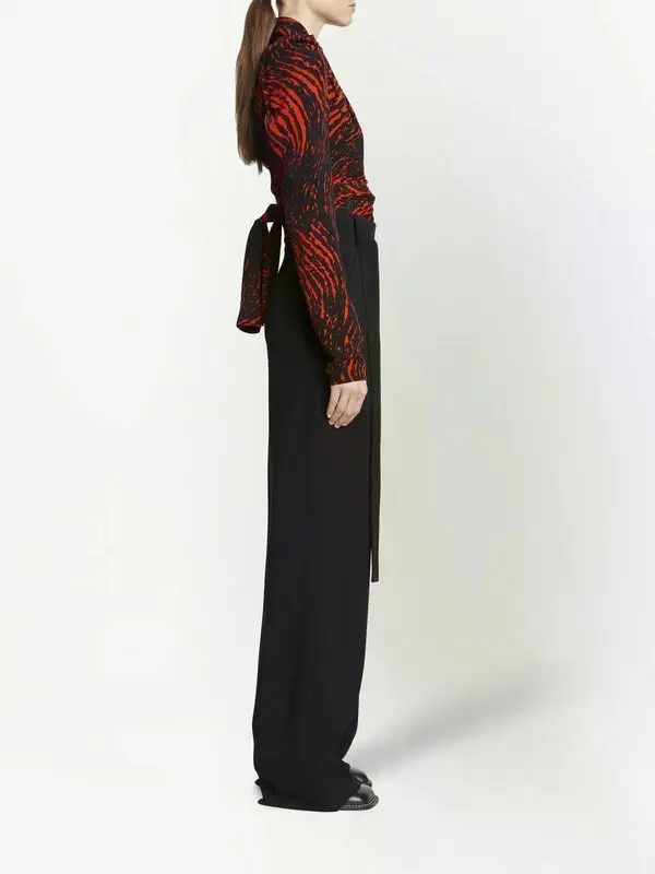 Proenza Schouler Abstract Print V-neck Long Sleeve Top