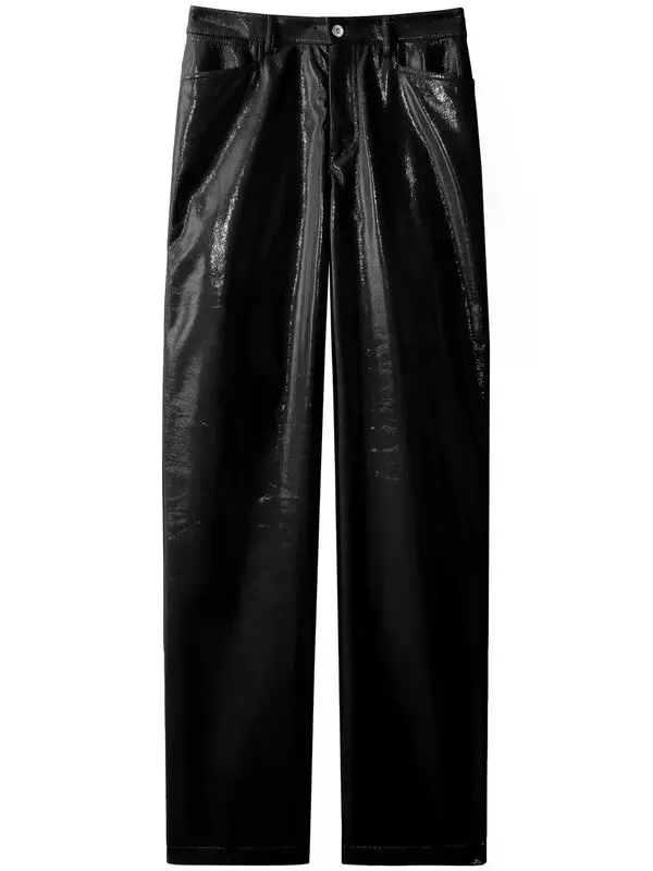 Proenza Schouler White Label Lacquered Effect Straight Leg Trousers - Black