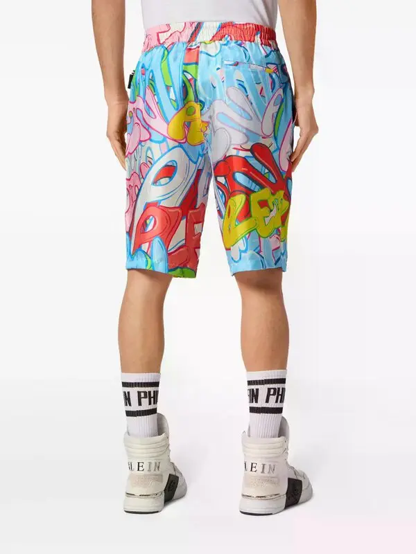 Philipp Plein Graffiti Print Silk Bermuda Shorts