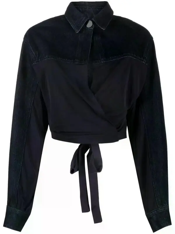 Christopher Esber Sevilla Denim Wrap Cropped Top