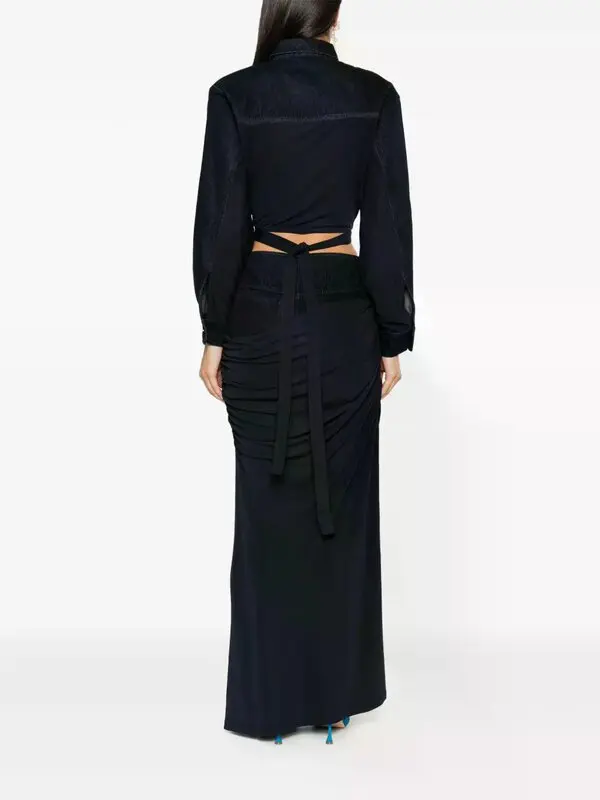 Christopher Esber Sevilla Denim Wrap Cropped Top