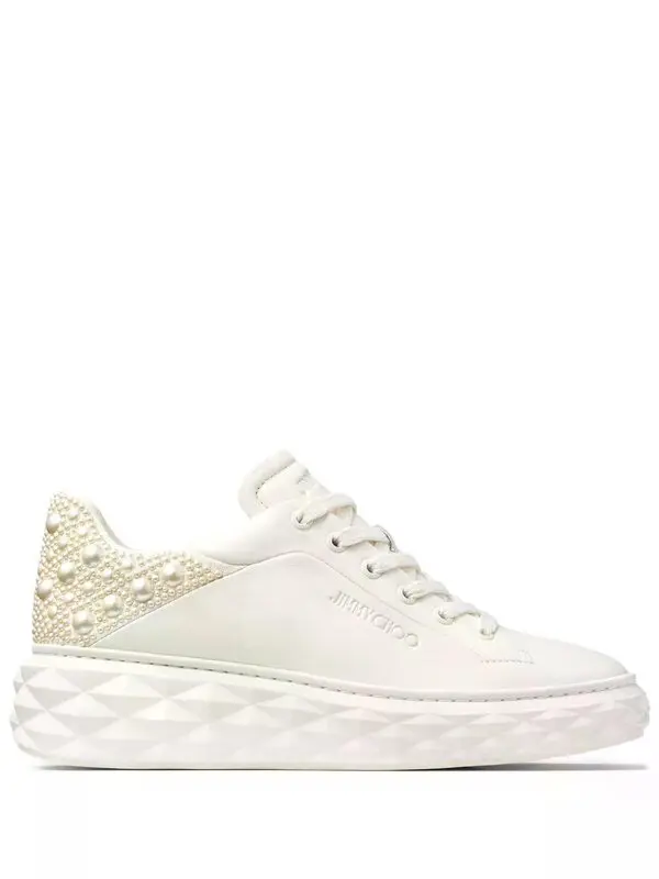 JIMMY CHOO Diamond Maxi Pearl-embellished Sneakers - Neutrals