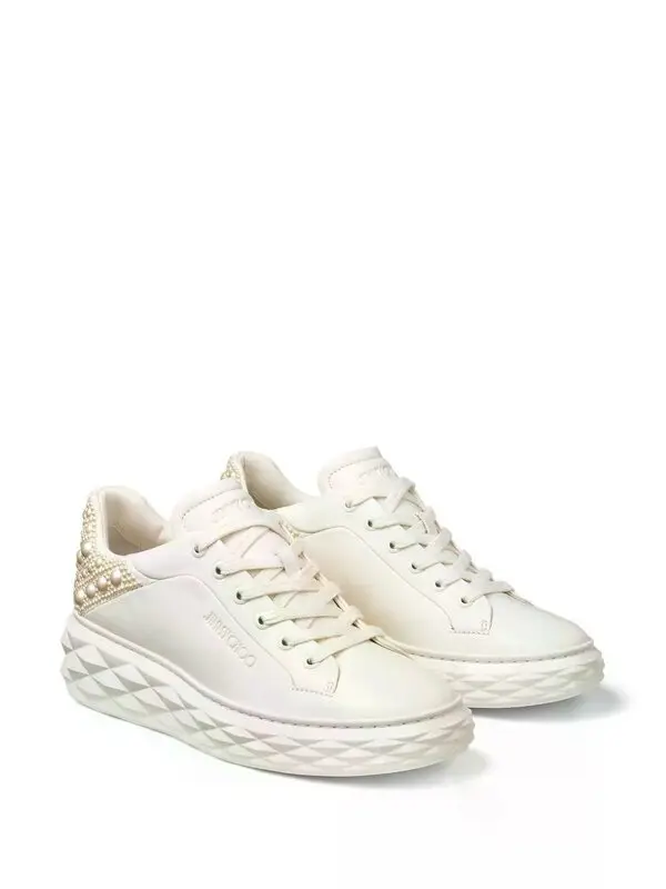 JIMMY CHOO Diamond Maxi Pearl-embellished Sneakers - Neutrals
