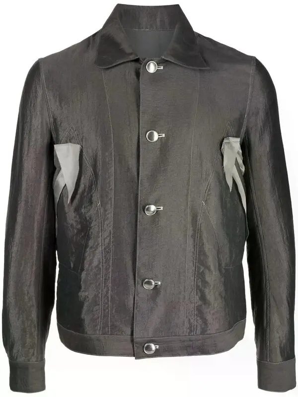 SULVAM Button-up Shirt With Decorative Stitching