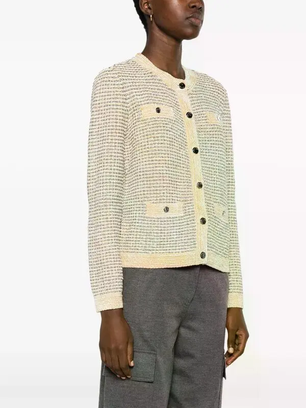 Tory Burch Metallic-thread Striped Cardigan