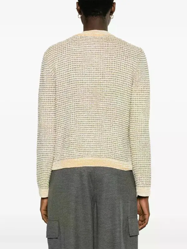 Tory Burch Metallic-thread Striped Cardigan