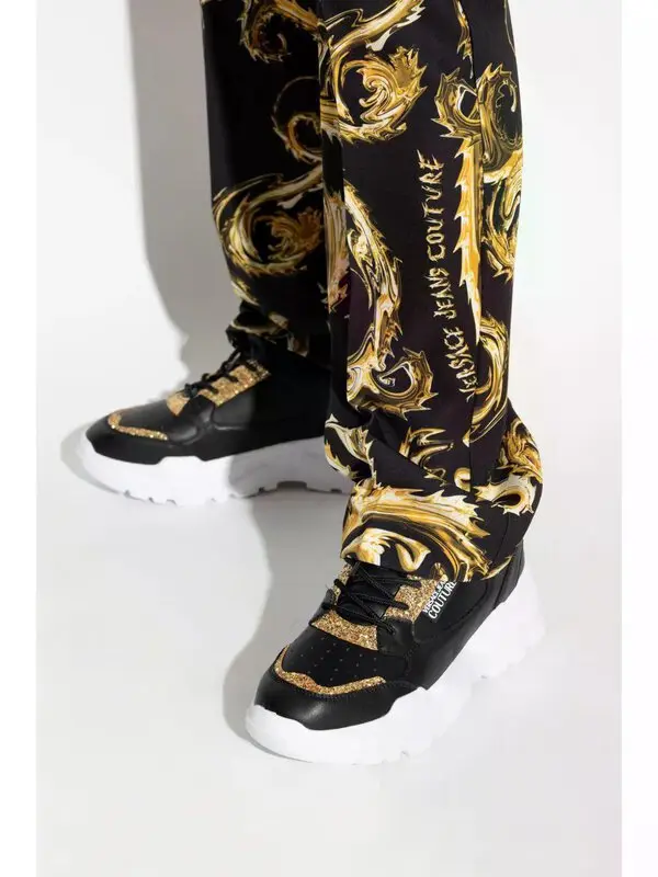 Versace Logo-patch Glitter Detailing Sneakers