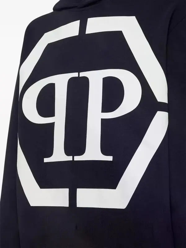 Philipp Plein Hexagon Cotton Hoodie - Blue