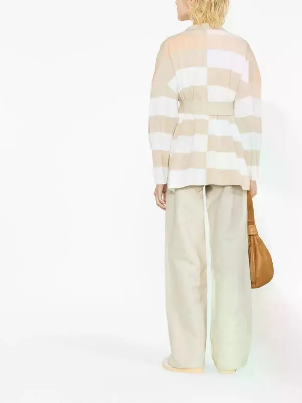 JOSEPH Striped Knitted Cardigan With Wrap Design