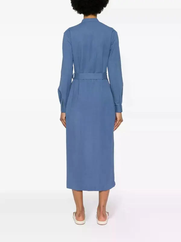 Harris Wharf London Belted Shirt Midi Dress - Blue