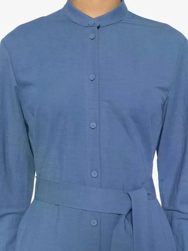 Harris Wharf London Belted Shirt Midi Dress - Blue