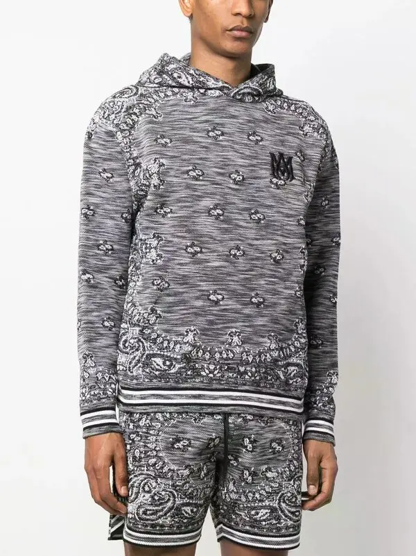 Amiri Marl Knit Logo Patch Pullover Hoodie