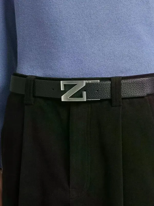 Zegna Leather Reversible Belt - Black