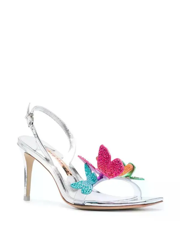 SOPHIA WEBSTER Vanessa 85mm Slingback Sandals With Butterfly Embellishment - Silver