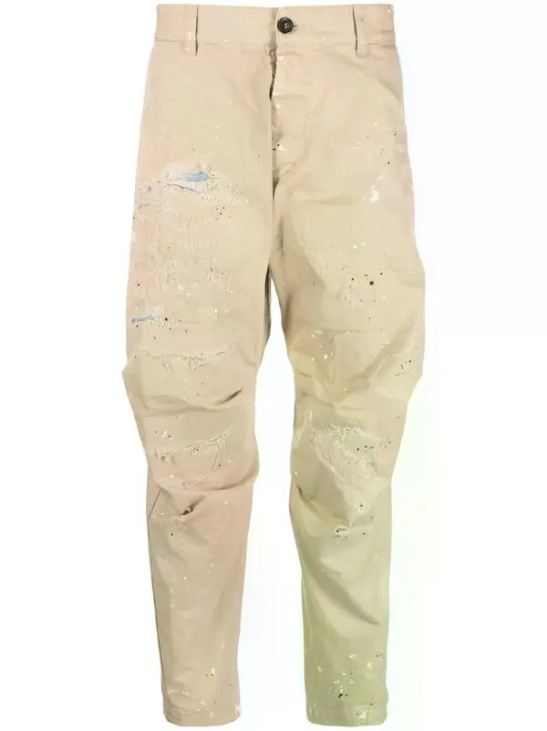 Dsquared2 Distressed-effect Cropped Cotton Trousers