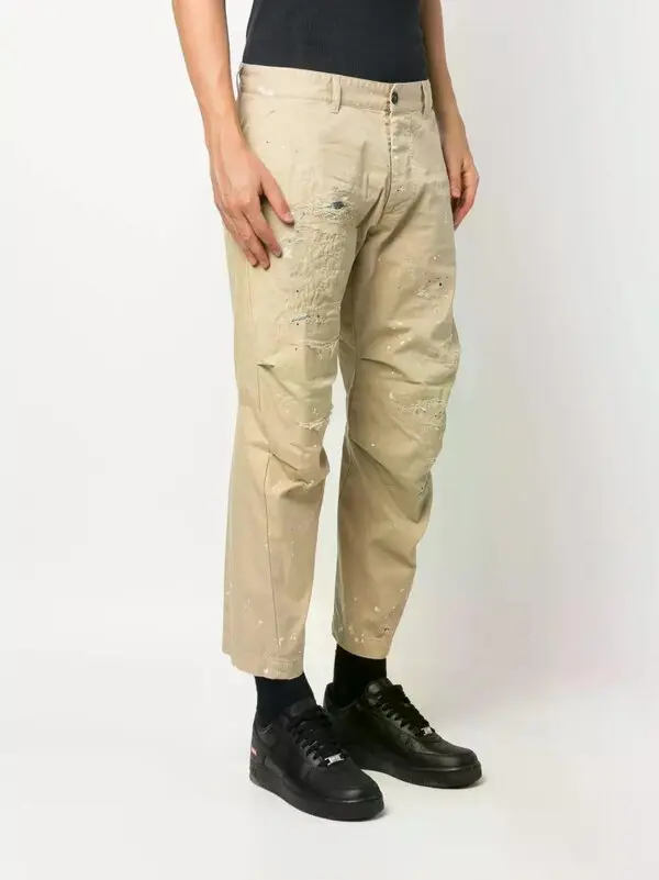 Dsquared2 Distressed-effect Cropped Cotton Trousers