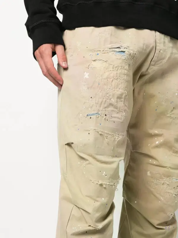 Dsquared2 Distressed-effect Cropped Cotton Trousers