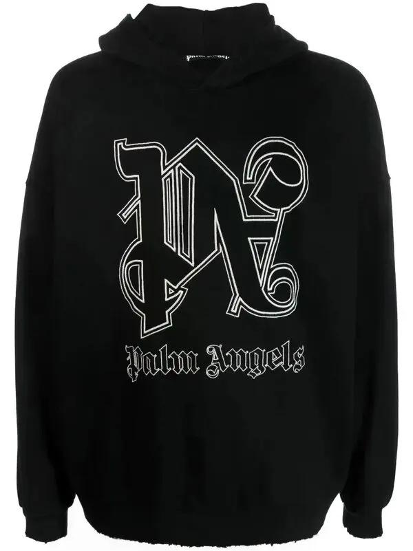 Palm Angels Logo-embroidered Cotton Hoodie