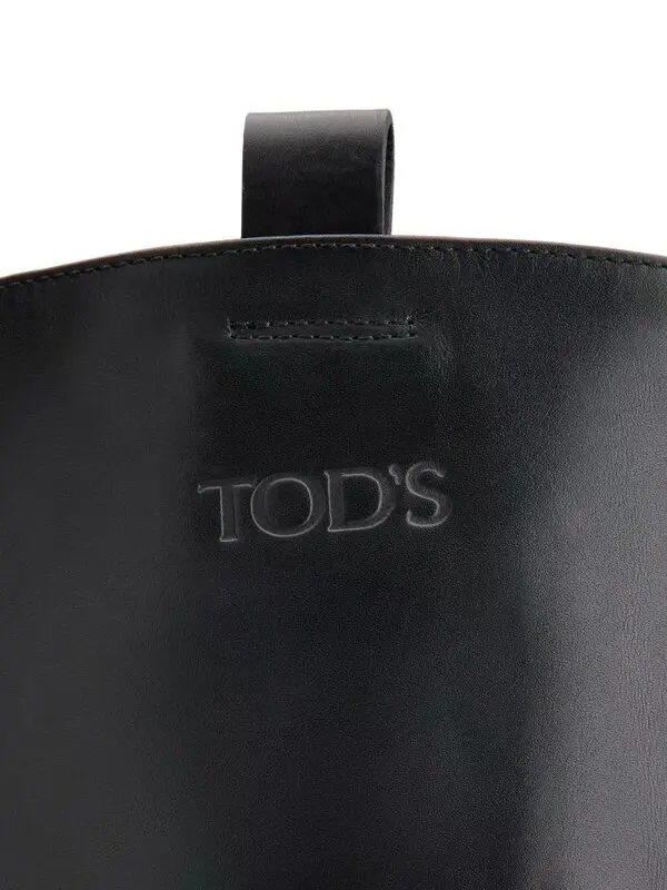 TOD'S Round Toe Knee-length Block Heel Leather Boots