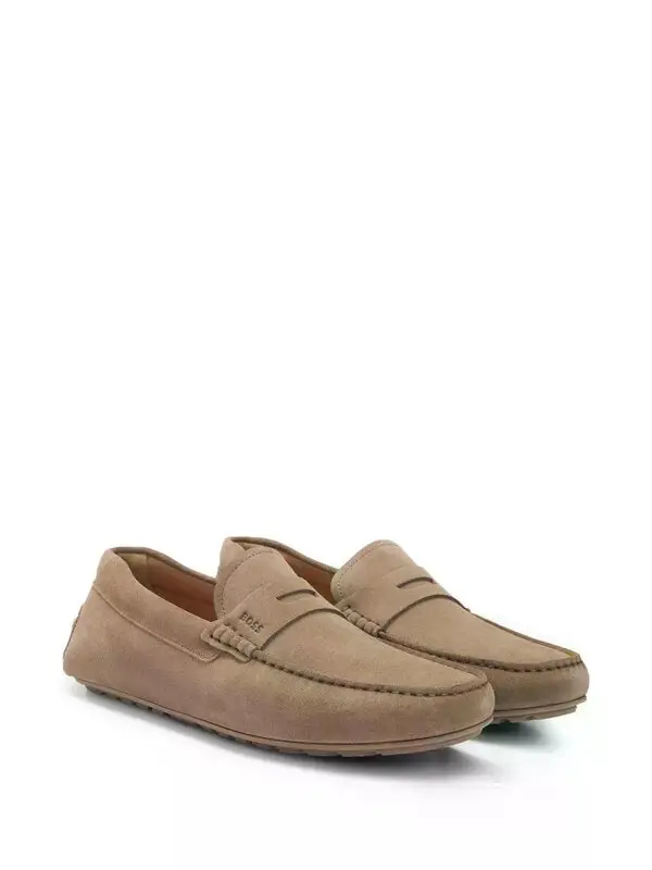 BOSS Suede Loafers With Penny Trim