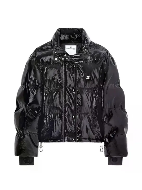COURREGES Vinyl Logo-print Padded Jacket - Black
