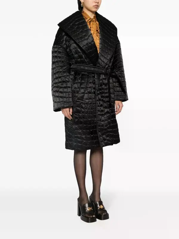 Versace Quilted Crocodile-effect Coat