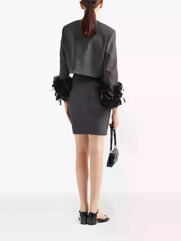 Prada Feather-trim Single-breasted Wool Jacket
