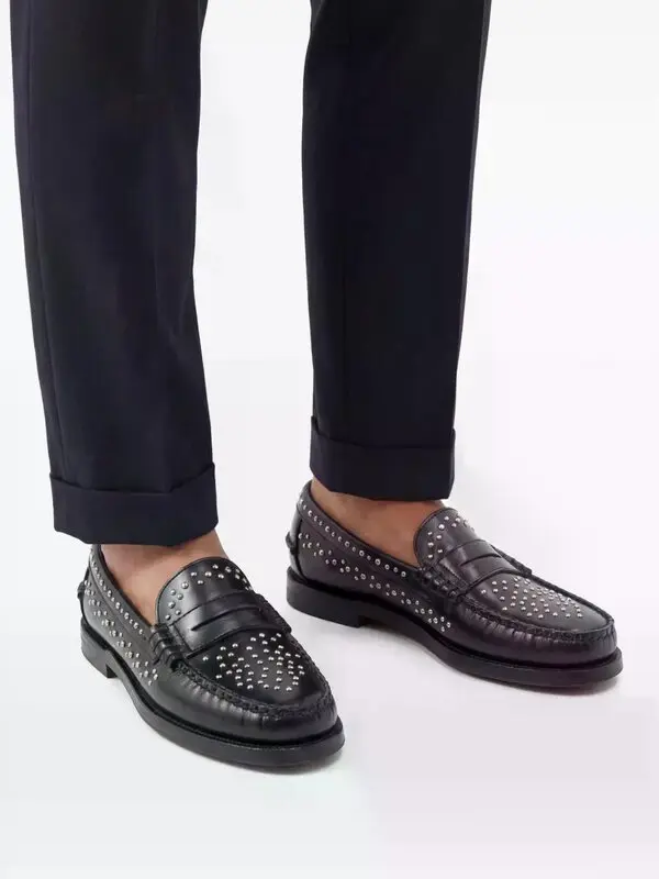 SEBAGO Stud-embellished Calf Leather Loafers - Black