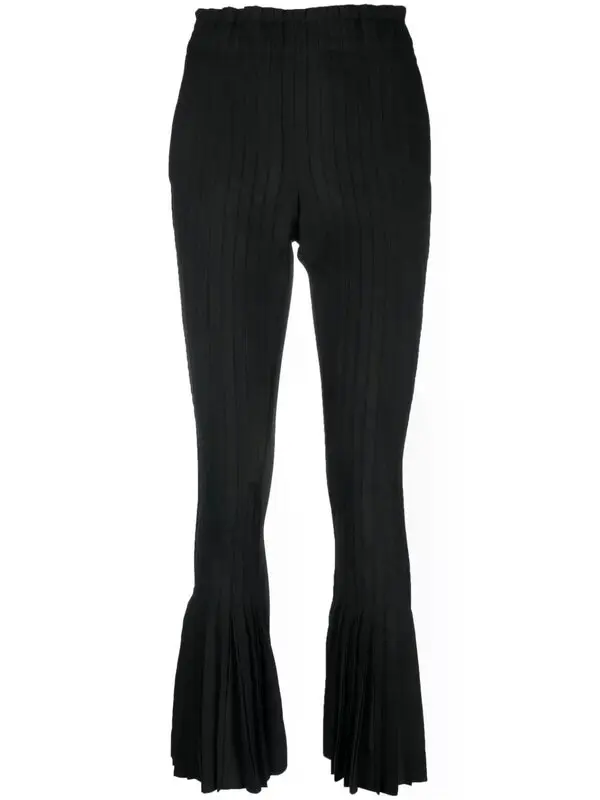 Sacai Pleated Flared Ankle Trousers - Black