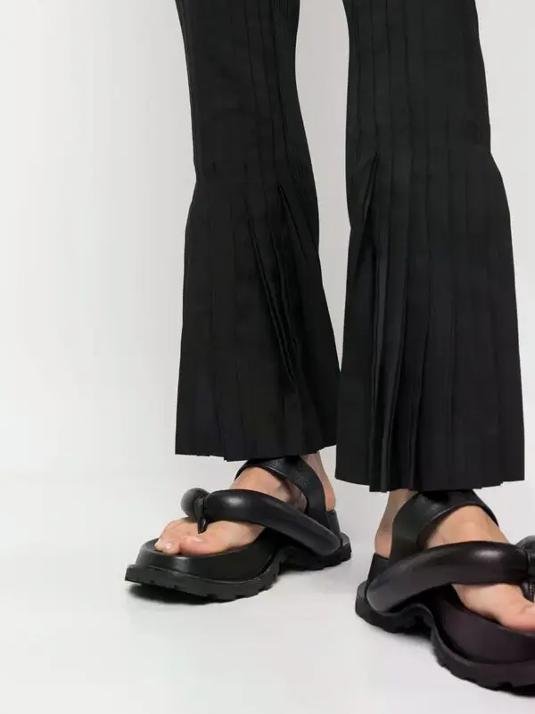 Sacai Pleated Flared Ankle Trousers - Black