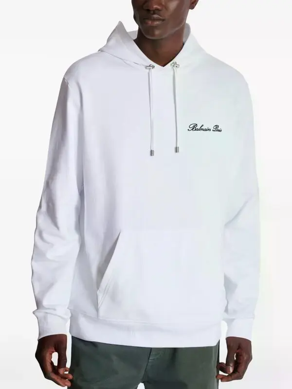 Balmain Embroidered Logo Hoodie - White