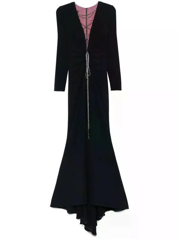 Talbot Runhof Midnight Cady Gown With Crystal Embellishments
