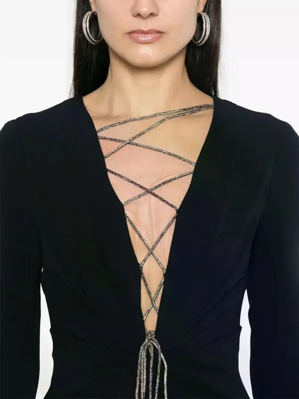 Talbot Runhof Midnight Cady Gown With Crystal Embellishments