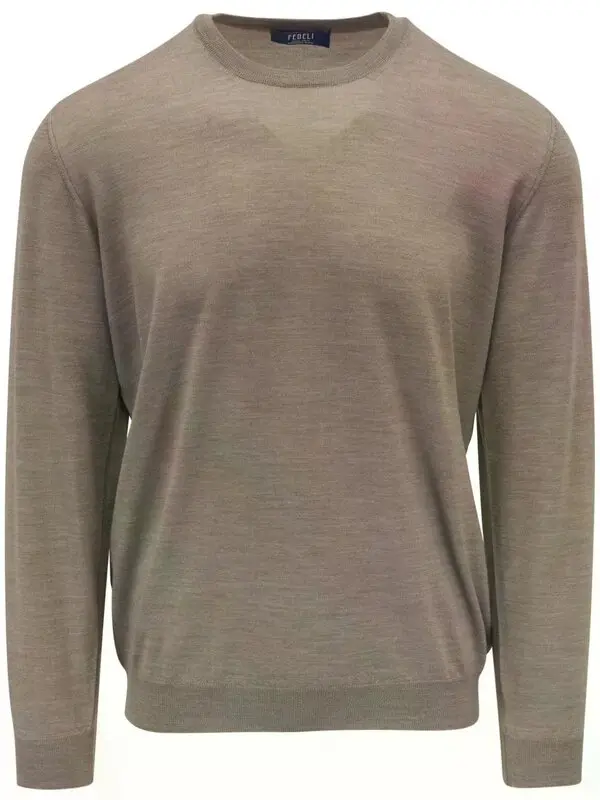 Fedeli Virgin Wool Crew Neck Sweater - Neutrals