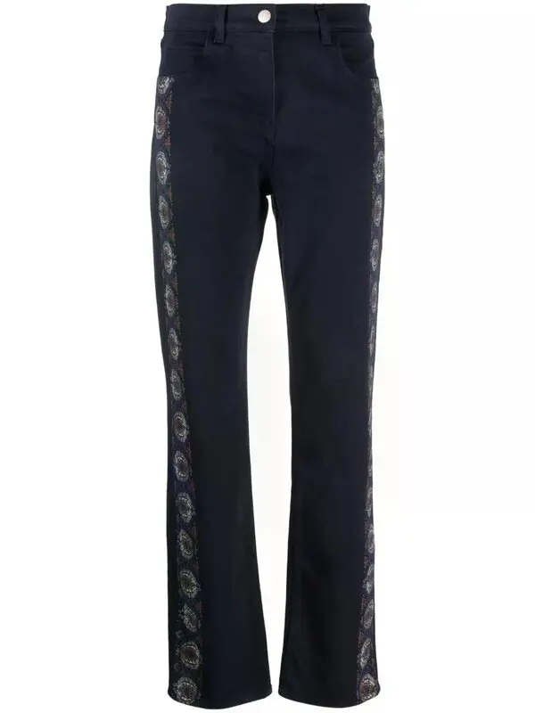 Etro Floral-stripe Straight-leg Jeans