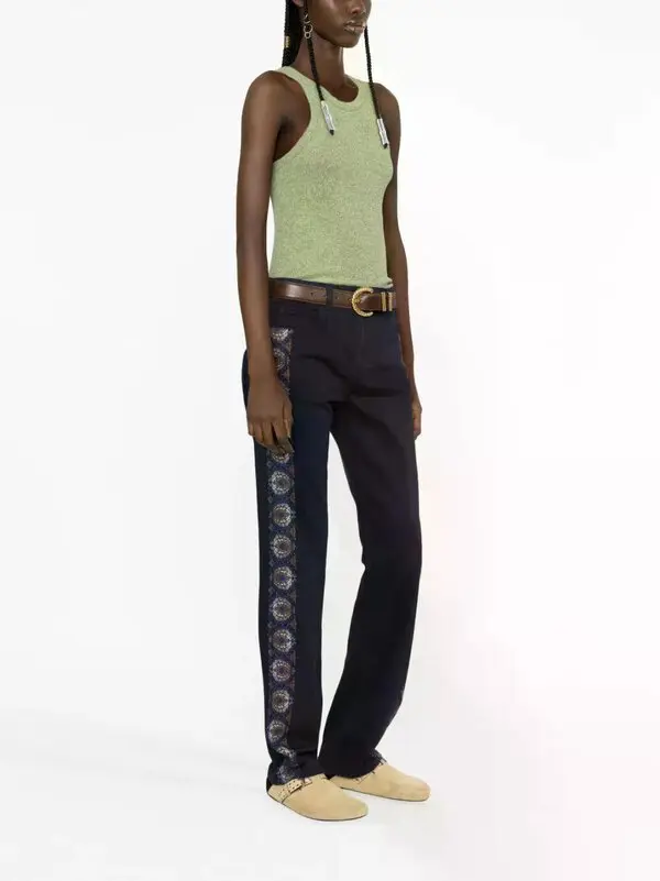 Etro Floral-stripe Straight-leg Jeans