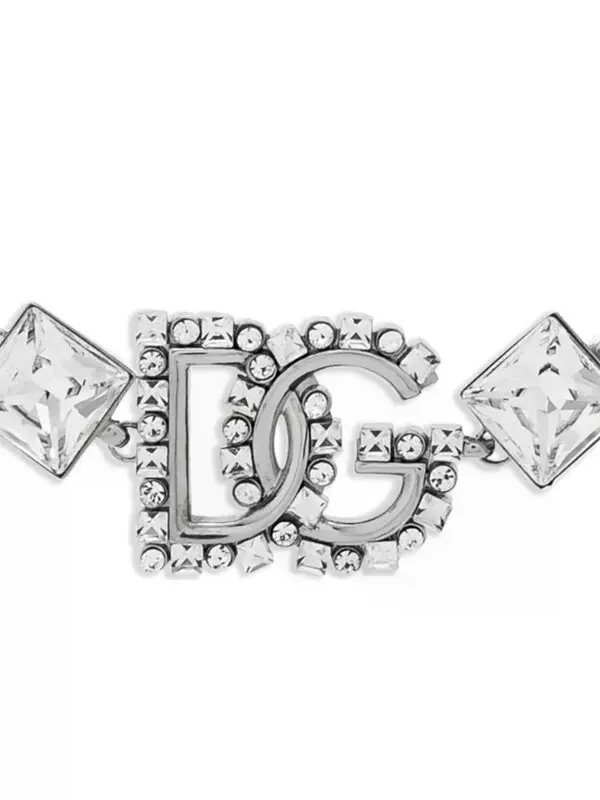 Dolce & Gabbana Crystal Embellished Logo Plaque Bracelet