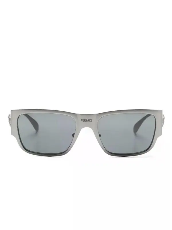Versace Medusa Plaque Rectangle Sunglasses - Silver
