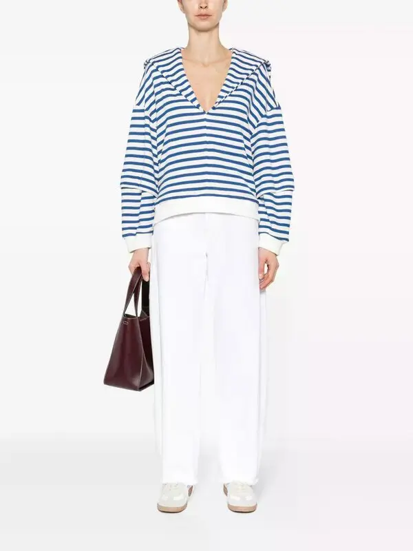 IOANA CIOLACU Sailor-collar Striped Top - Blue