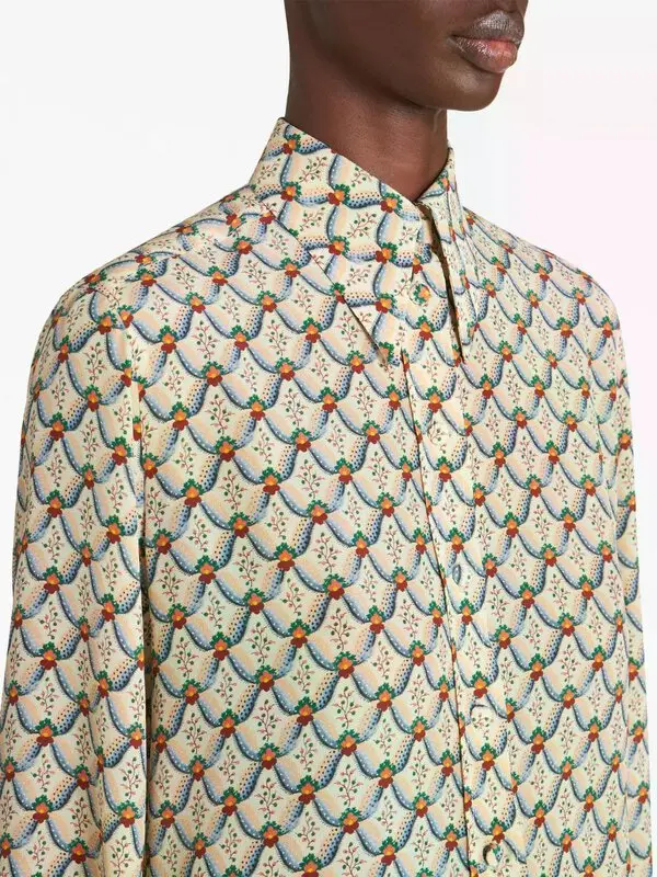 Etro Silk Floral Print Shirt - Neutrals