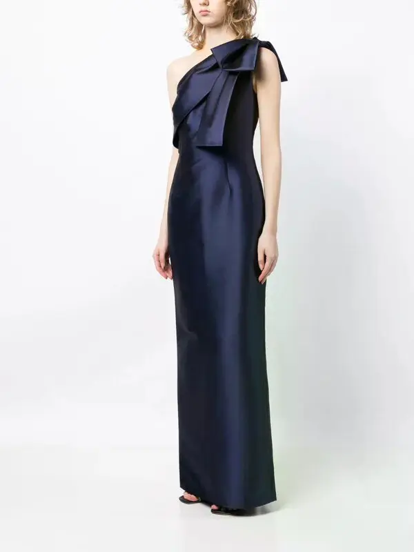 Sachin & Babi Bonnie Bow One-shoulder Gown - Blue