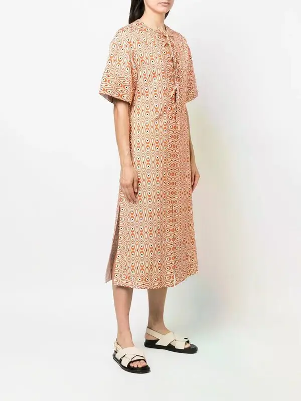 Colville Abstract Pattern Lace-up Midi Dress