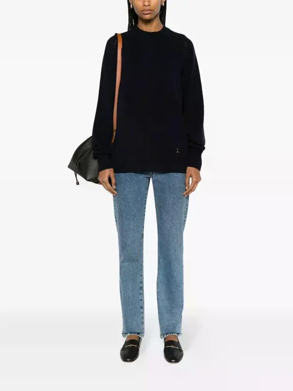 Chloé Marcie Plaque Cashmere Blend Jumper - Blue