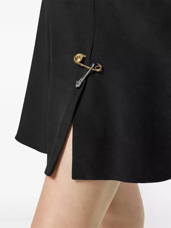 Versace Safety Pin Flared Satin Mini Dress
