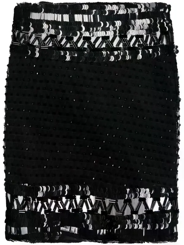 Alberta Ferretti Embellished Tulle Mini Skirt - Black