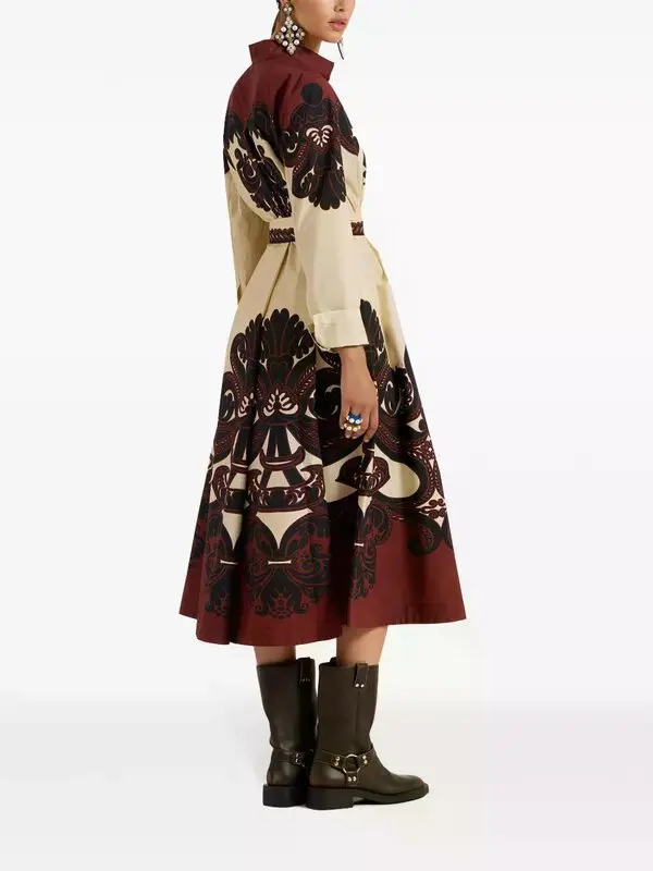 La DoubleJ Sundowner Dress In Baroque Print Cotton Velvet
