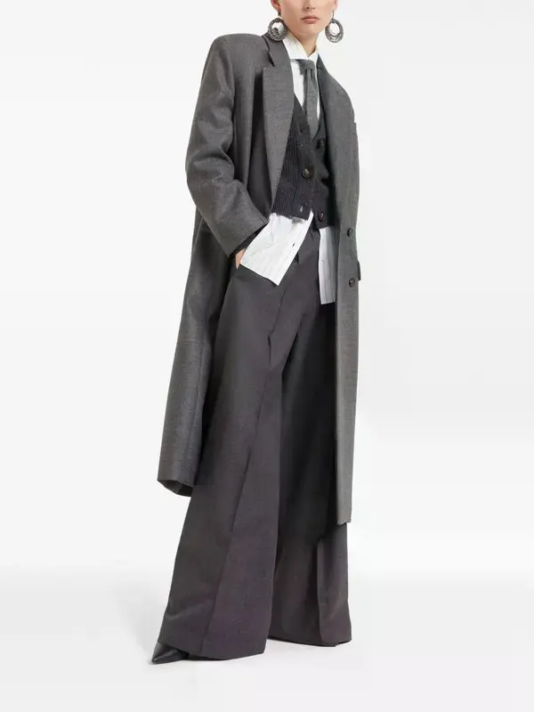 Brunello Cucinelli High-waisted Wide-leg Trousers - Grey