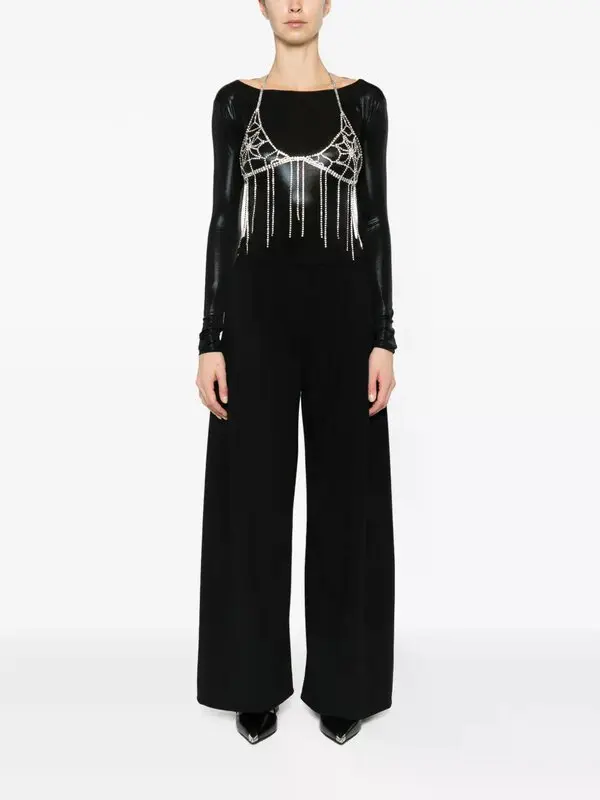 LOULOU X Lit Appeal Crystal-embellished Triangle-cup Top - Silver